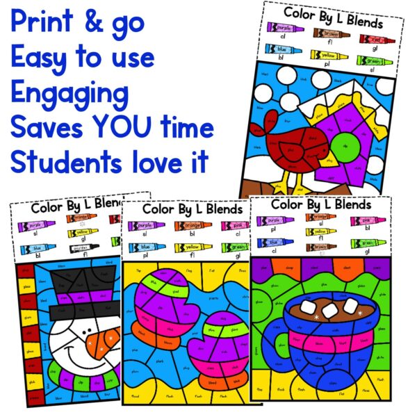 Winter Color by Code L Blends - Made By Teachers