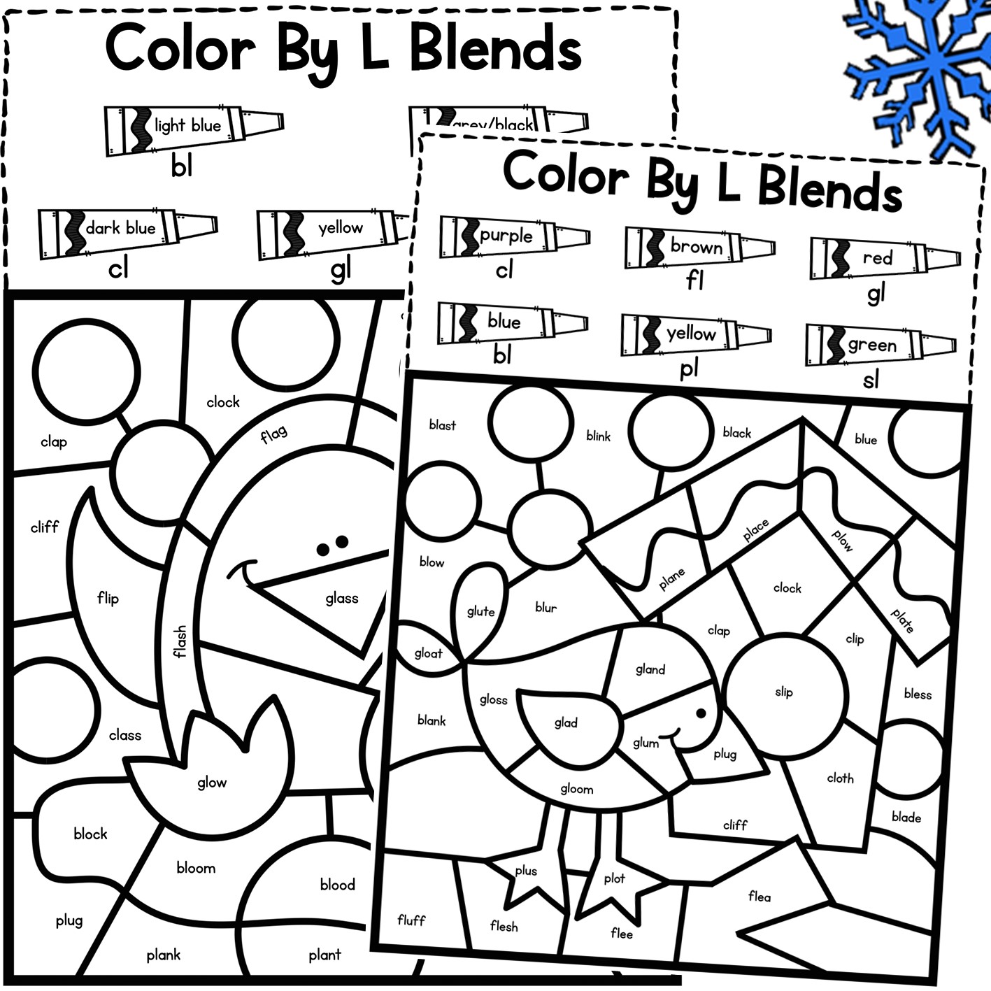 Winter Color by Code L Blends | Made By Teachers