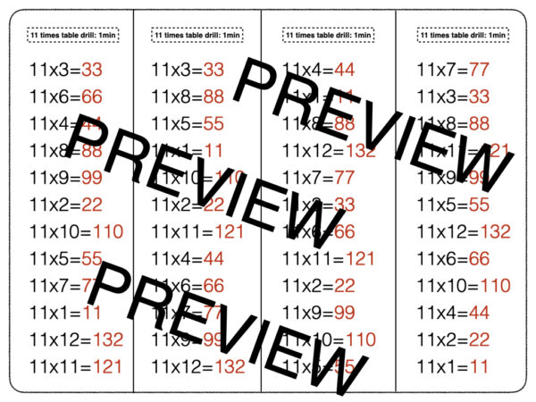 Timed Multiplications Drill, Master Times Tables, One Minute Drill ...
