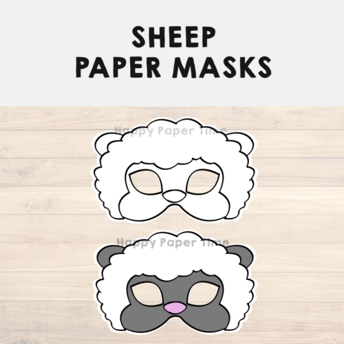 Sheep Paper Mask Printable Farm Animal Coloring Craft Activity Costume ...