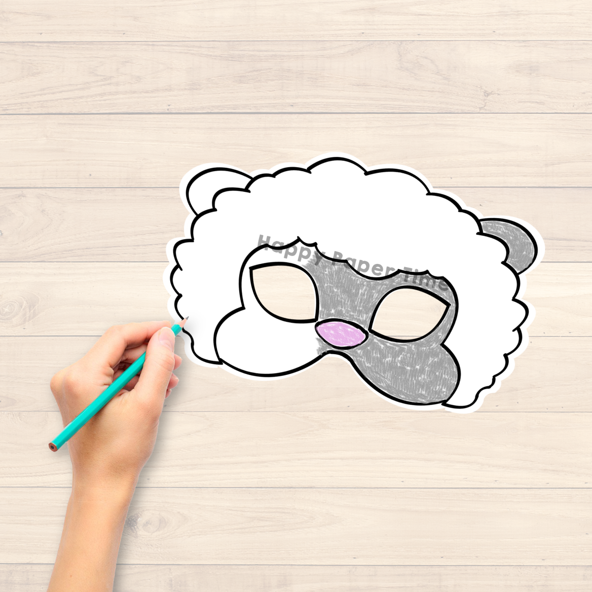 Sheep Paper Mask Printable Farm Animal Coloring Craft Activity Costume ...