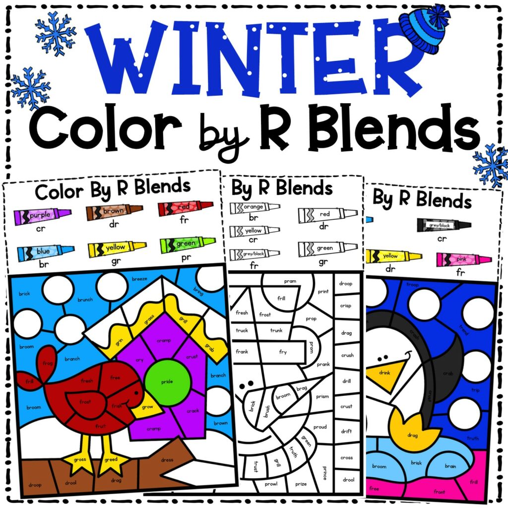 Winter Color by Code R Blends | Made By Teachers