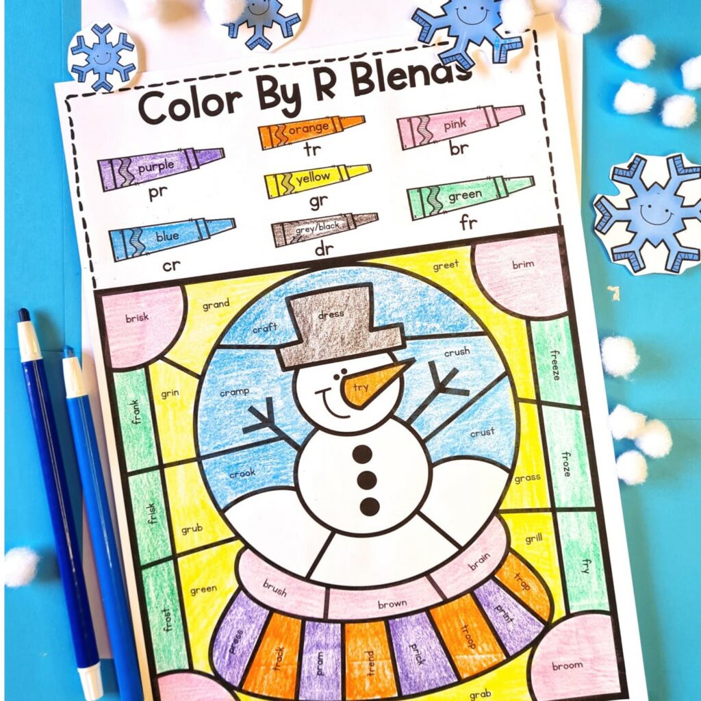Winter Color by Code R Blends | Made By Teachers