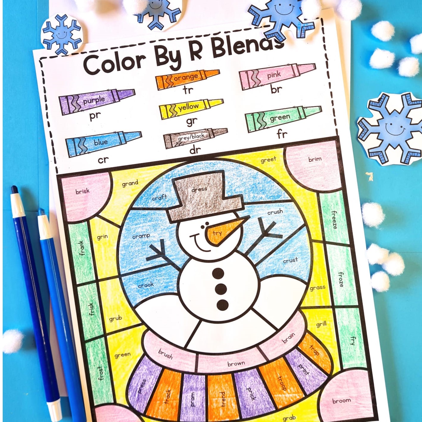 Winter Color by Code R Blends | Made By Teachers