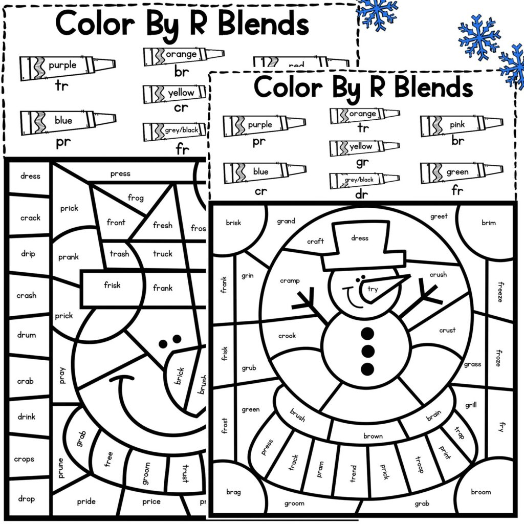 Winter Color by Code R Blends | Made By Teachers