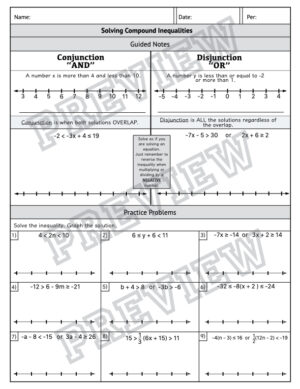 Solving Compound Inequalities (AND and OR) Guided Notes and Practice ...