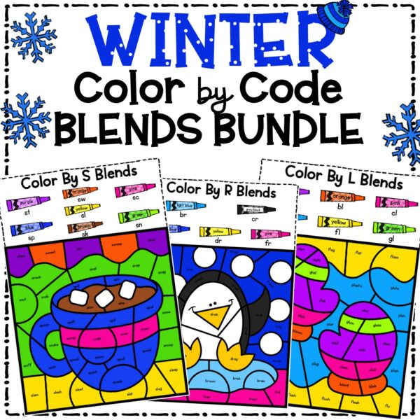 Winter Blends Color by Code Bundle | Made By Teachers