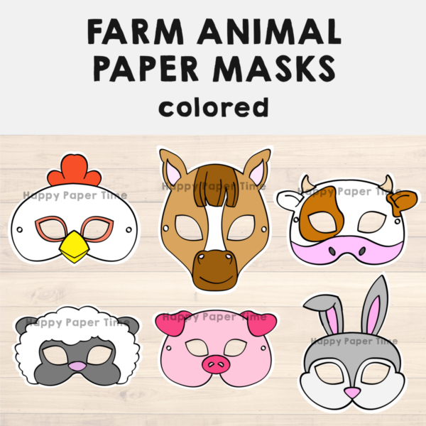 Farm Animal Paper Masks Printable Craft Activity Costume Template ...