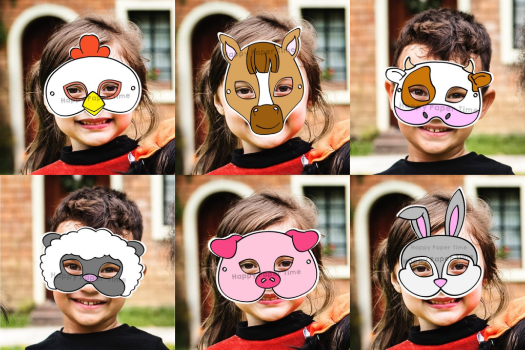 Farm Animal Paper Masks Printable Craft Activity Costume Template ...