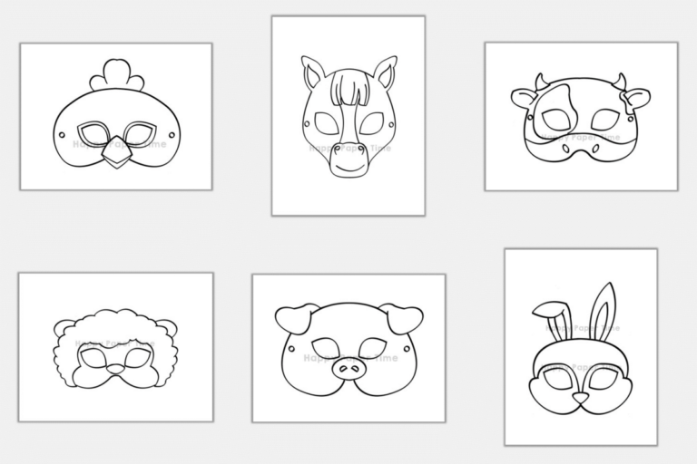 Farm Animal Paper Masks Printable Coloring Craft Activity Costume ...
