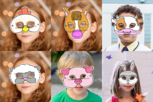 Farm Animal Paper Masks Printable Coloring Craft Activity Costume ...