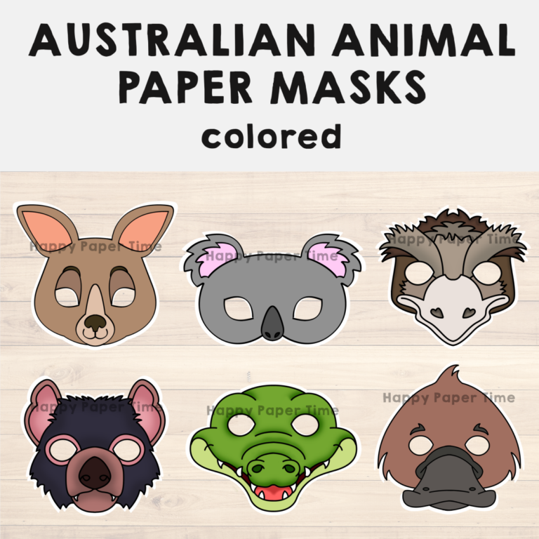 Australian Animal Paper Masks Printable Craft Activity Costume Template ...