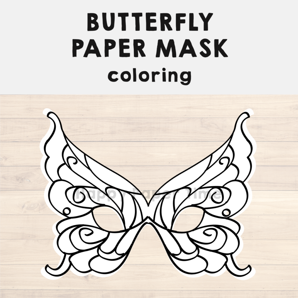 Butterfly Paper Mask Printable Insect Animal Coloring Craft Activity ...