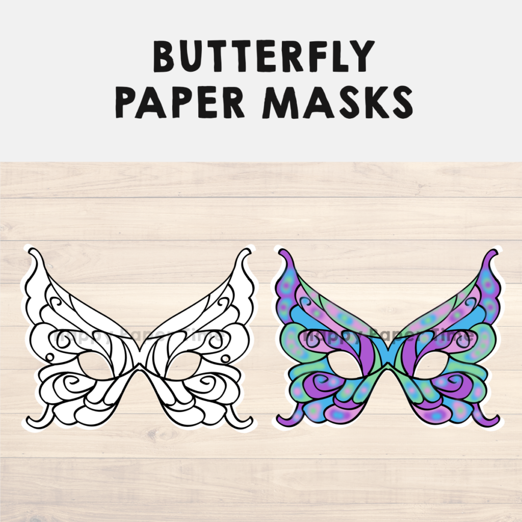 Butterfly Paper Mask Printable Insect Animal Coloring Craft Activity ...