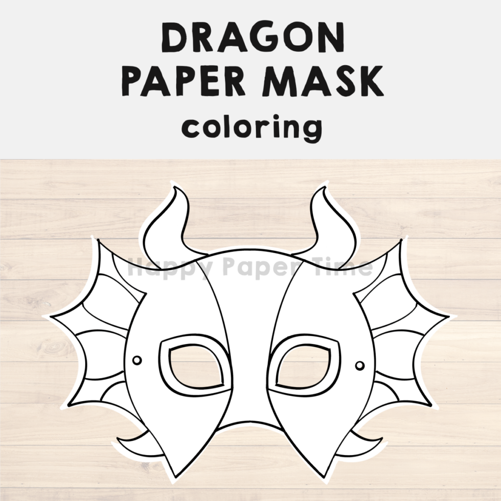 Dragon Paper Mask Printable Fairytale Animal Coloring Craft Activity ...