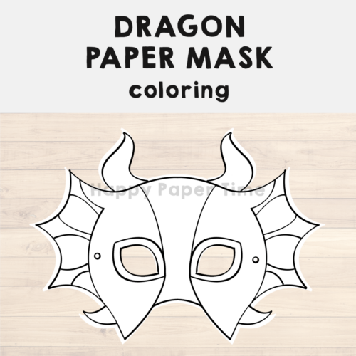 Dragon Paper Mask Printable Fairytale Animal Coloring Craft Activity ...