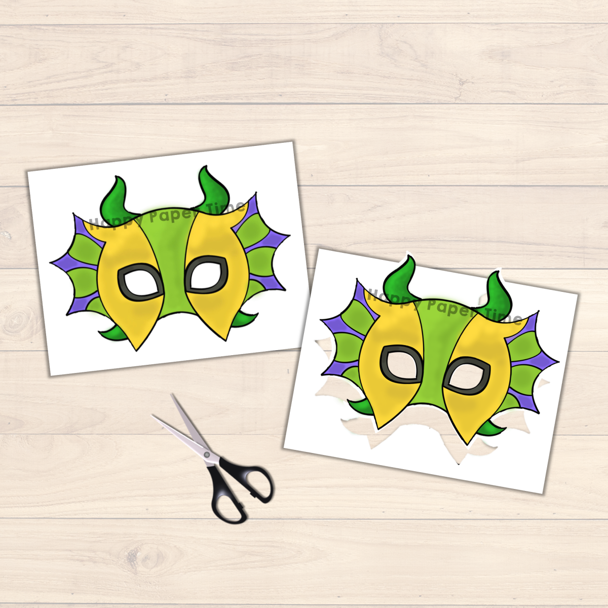 Dragon Paper Mask Printable Fairytale Animal Craft Activity Costume ...