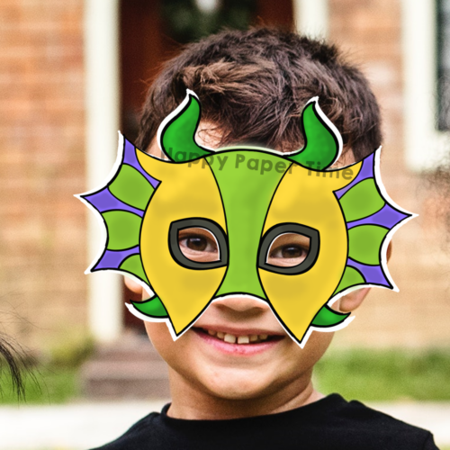 Dragon Paper Mask Printable Fairytale Animal Craft Activity Costume ...