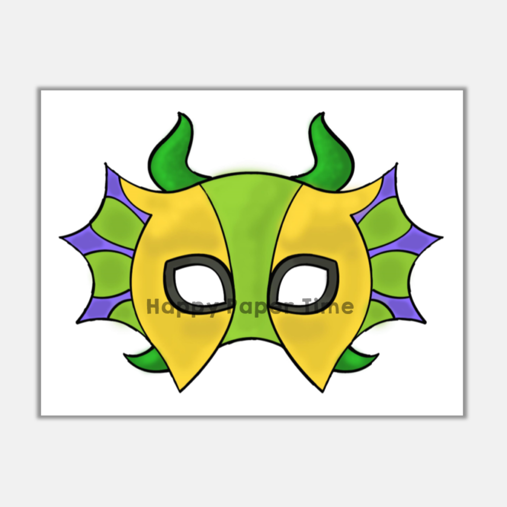 Dragon Paper Mask Printable Fairytale Animal Coloring Craft Activity ...