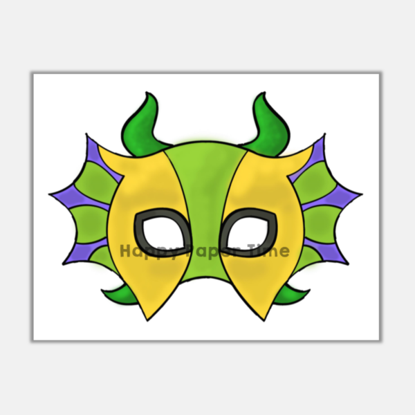 Dragon Paper Mask Printable Fairytale Animal Coloring Craft Activity ...