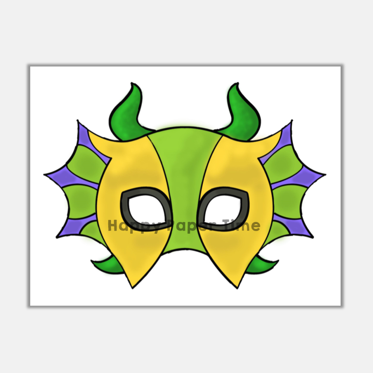 Dragon Paper Mask Printable Fairytale Animal Coloring Craft Activity ...