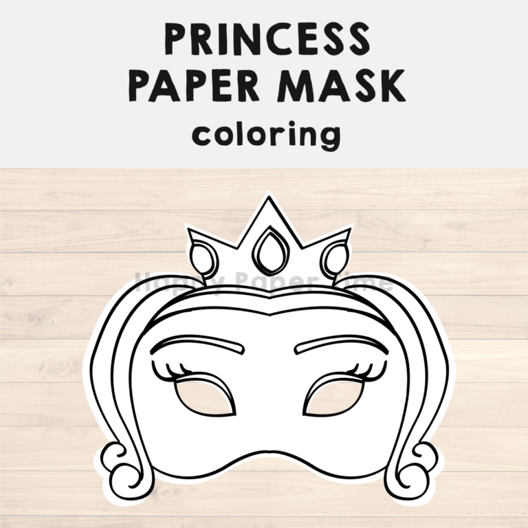 Princess Paper Mask Printable Fairytale Coloring Craft Activity Costume ...