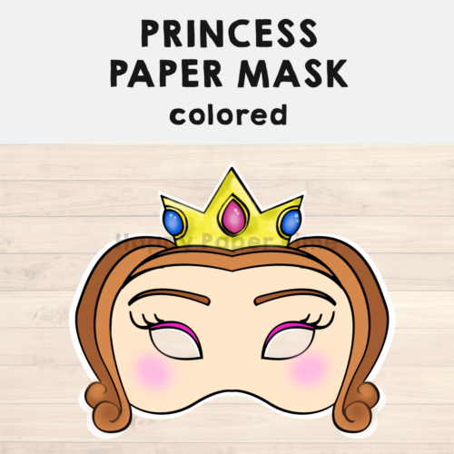 Princess Paper Mask Printable Fairytale Coloring Craft Activity Costume ...