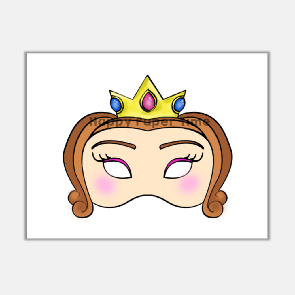 Princess Paper Mask Printable Fairytale Coloring Craft Activity Costume ...