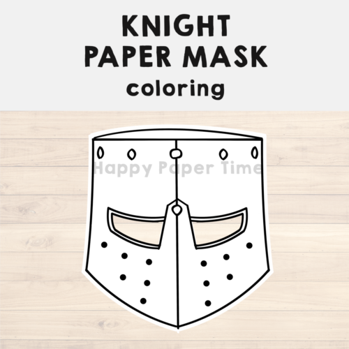 Knight Paper Mask Printable Medieval Coloring Craft Activity Costume ...