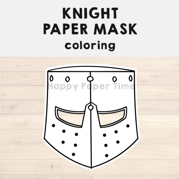 Knight Paper Mask Printable Medieval Coloring Craft Activity Costume ...