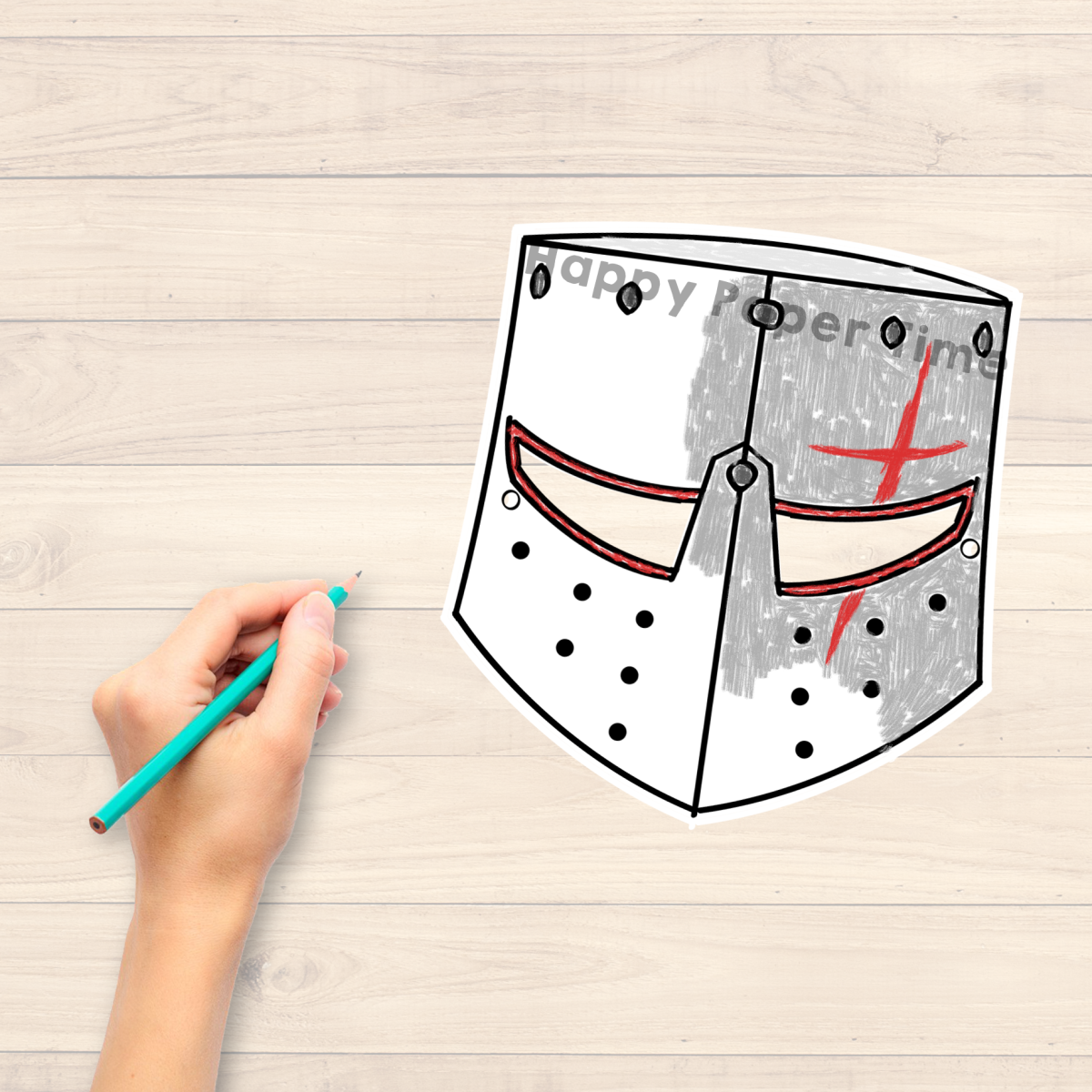 Knight Paper Mask Printable Medieval Coloring Craft Activity Costume ...