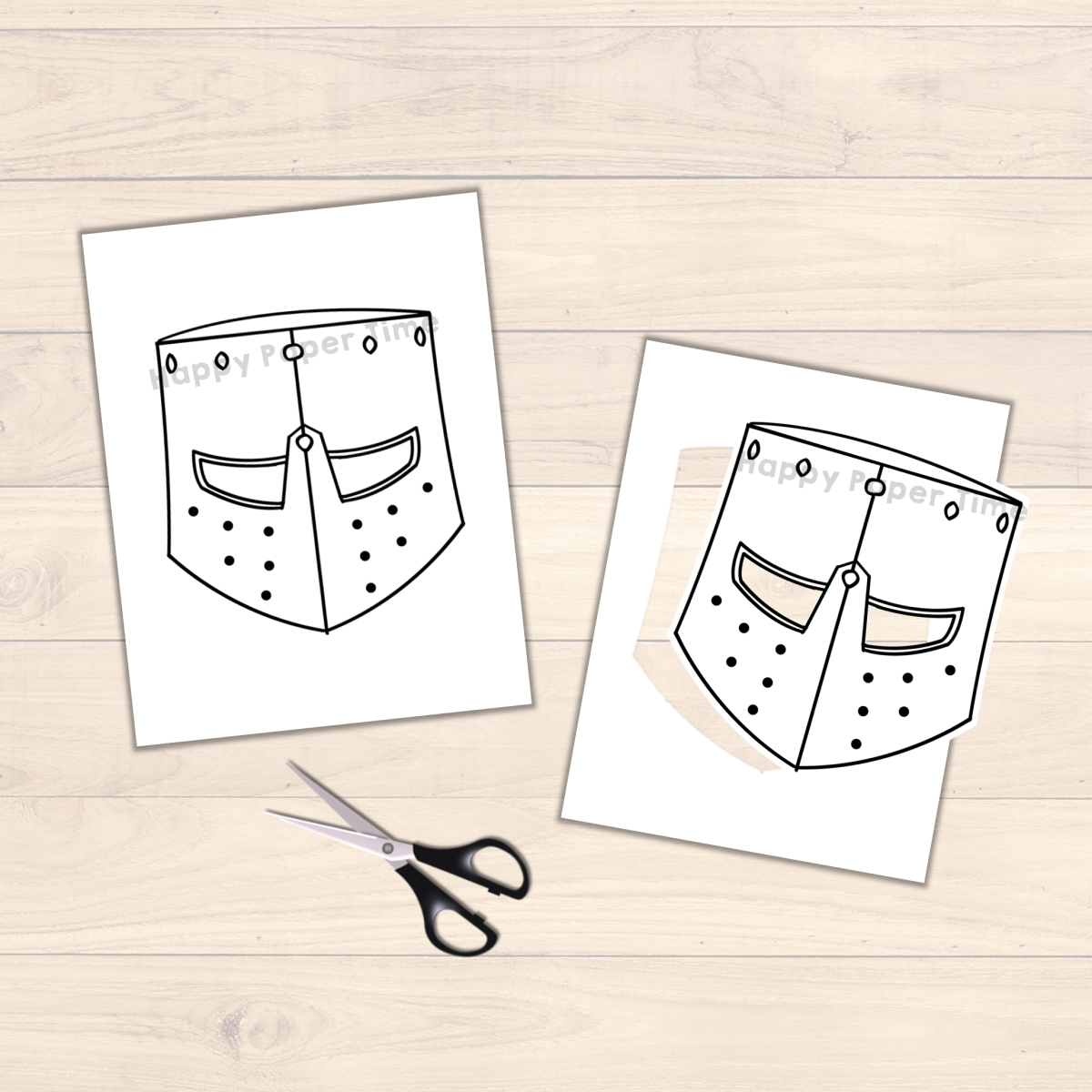 Knight Paper Mask Printable Medieval Coloring Craft Activity Costume ...