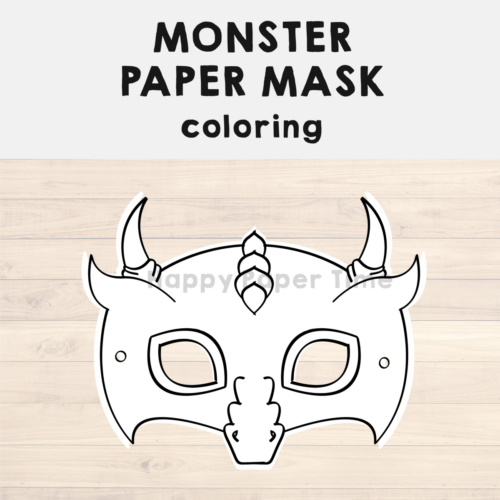 Monster Paper Mask Printable Fairytale Coloring Craft Activity Costume ...