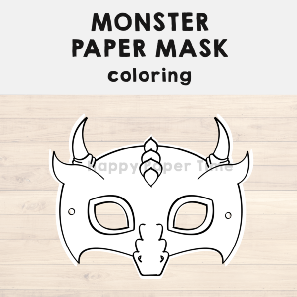 Monster Paper Mask Printable Fairytale Coloring Craft Activity Costume ...