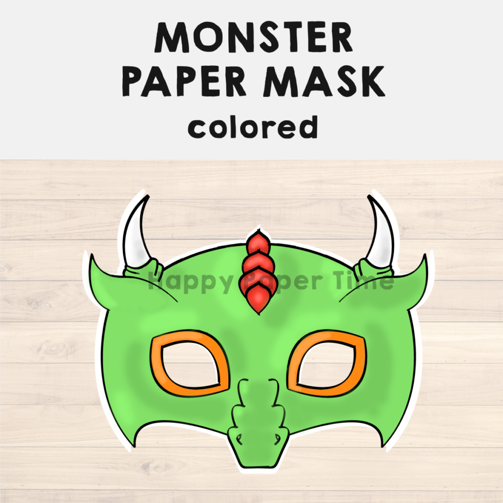 Monster Paper Mask Printable Fairytale Coloring Craft Activity Costume ...