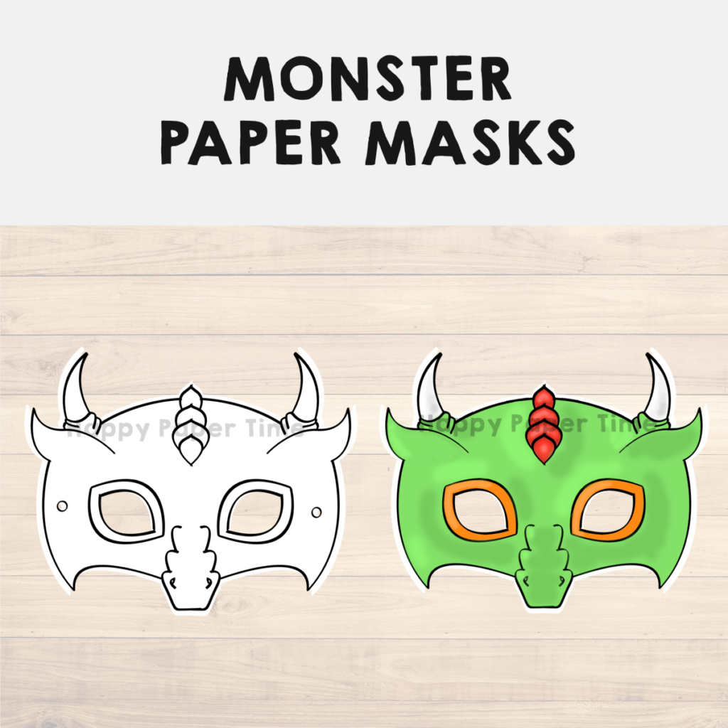 Monster Paper Mask Printable Fairytale Coloring Craft Activity Costume ...