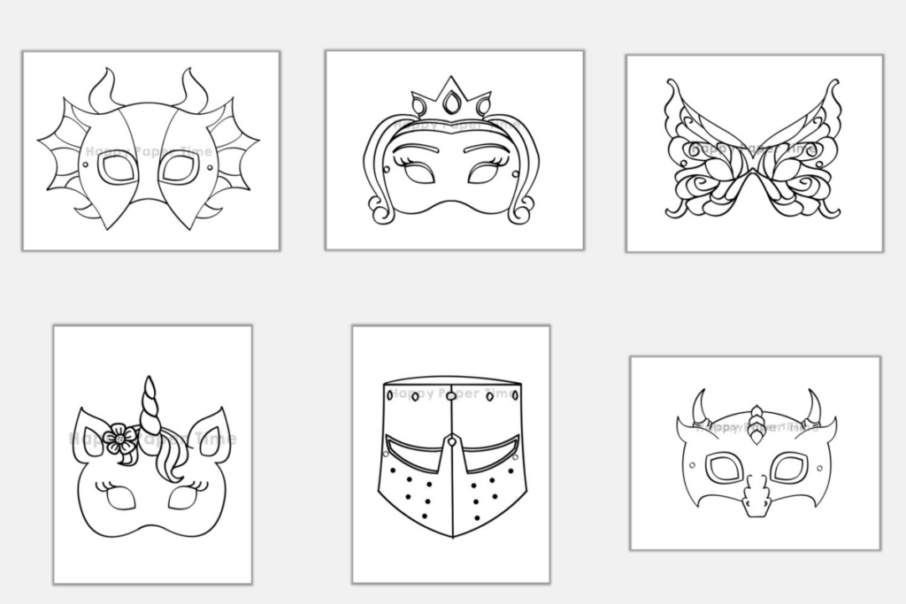 Fairytale Paper Masks Printable Coloring Craft Activity Costume ...