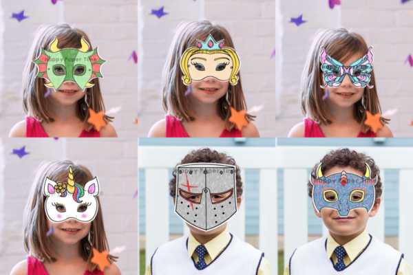 Fairytale Paper Masks Printable Coloring Craft Activity Costume ...