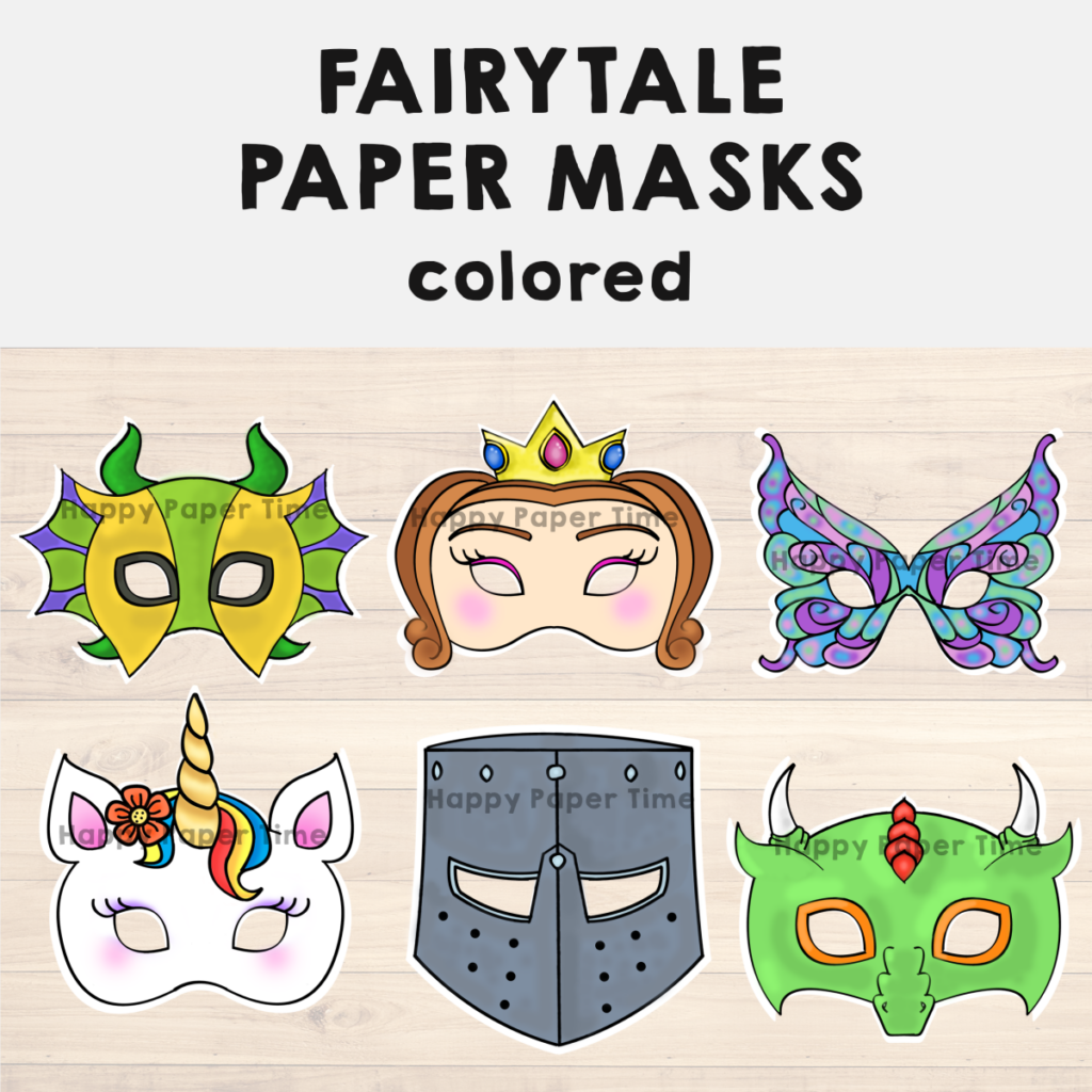 Fairytale Paper Masks Printable Craft Activity Costume Template | Made ...