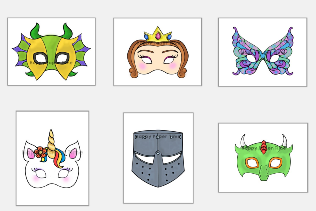 Fairytale Paper Masks Printable Craft Activity Costume Template | Made ...