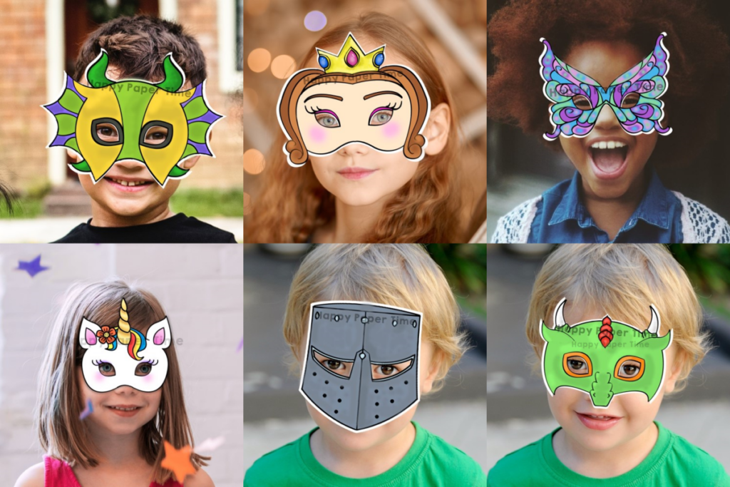 Fairytale Paper Masks Printable Coloring Craft Activity Costume ...