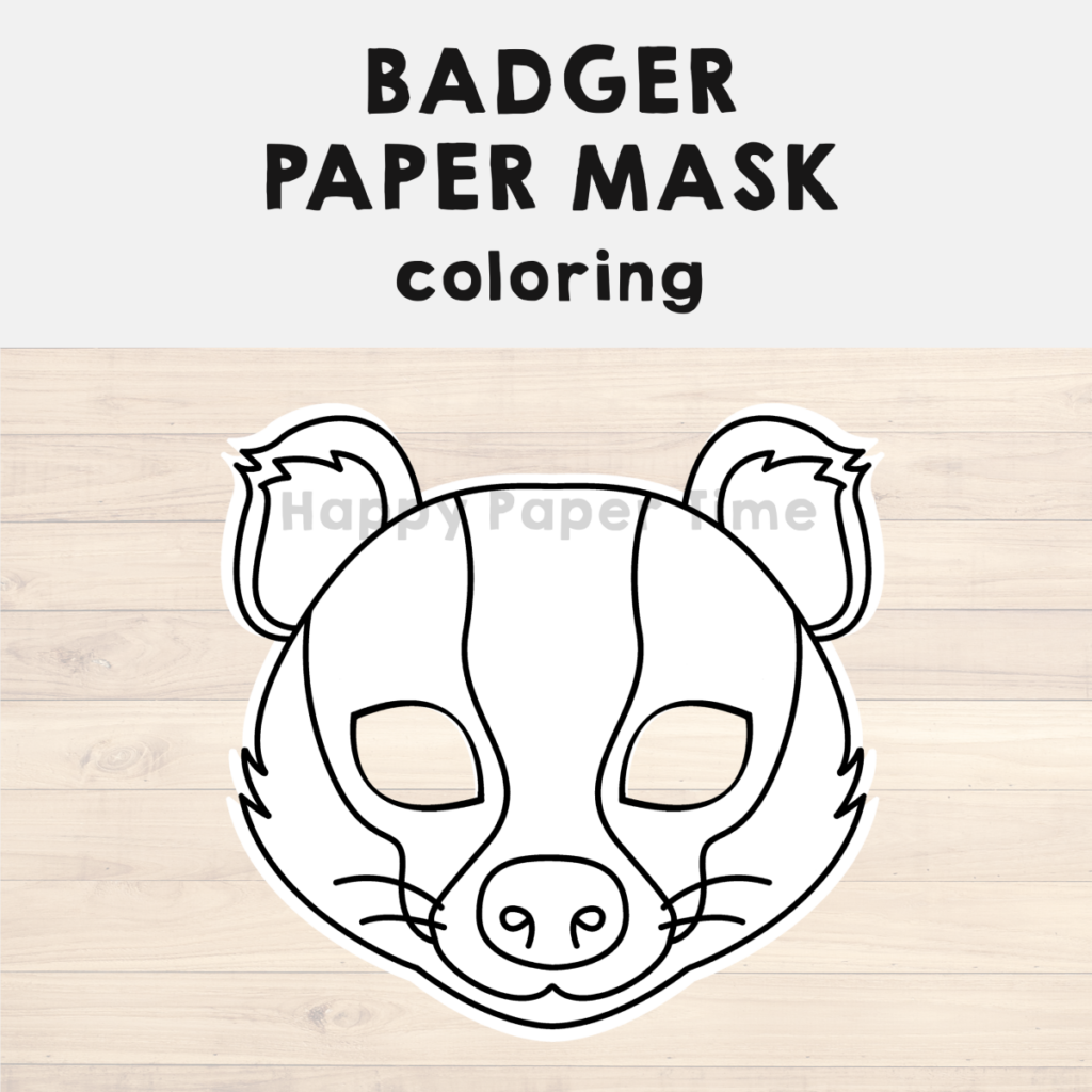Badger Paper Mask Printable Woodland Forest Animal Coloring Craft ...