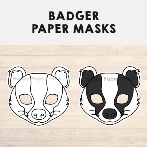 Badger Paper Mask Printable Woodland Forest Animal Coloring Craft ...