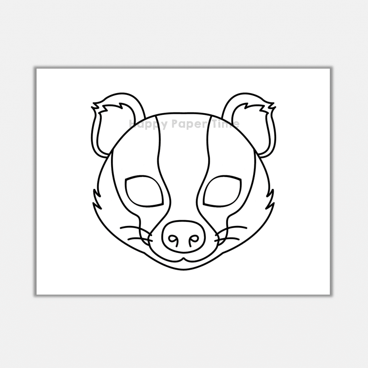 Badger Paper Mask Printable Woodland Forest Animal Coloring Craft ...