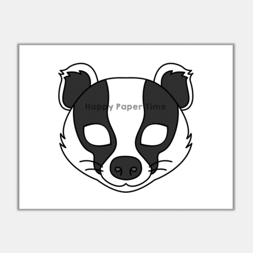 Badger Paper Mask Printable Woodland Forest Animal Coloring Craft ...