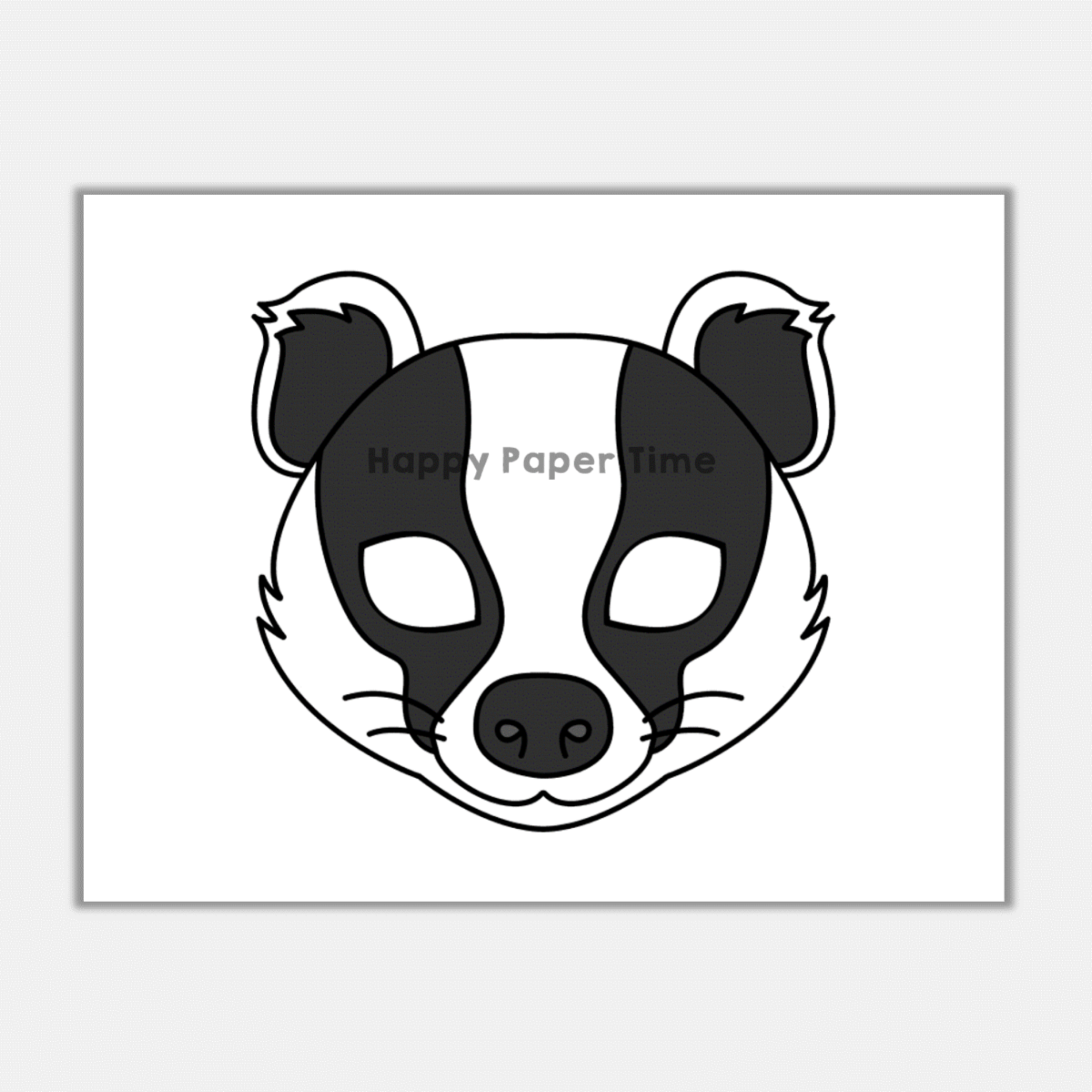 Badger Paper Mask Printable Woodland Forest Animal Coloring Craft ...