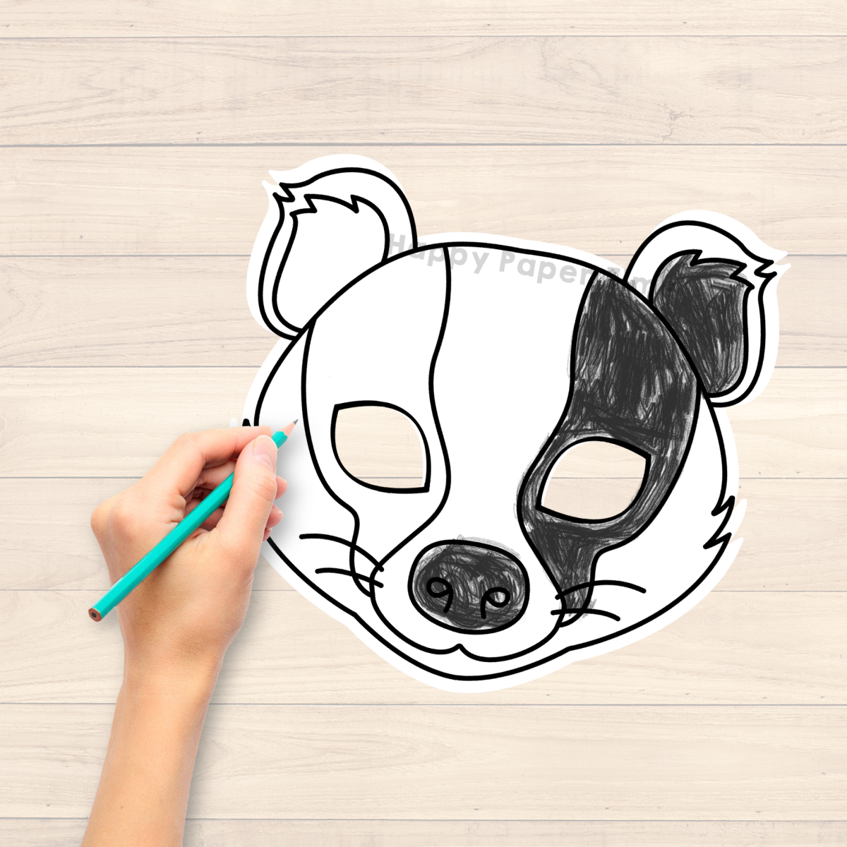 Badger Paper Mask Printable Woodland Forest Animal Coloring Craft ...
