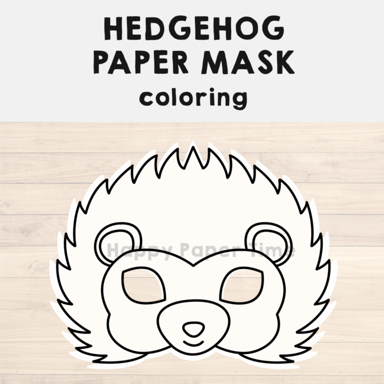 Hedgehog Paper Mask Printable Woodland Forest Animal Coloring Craft ...