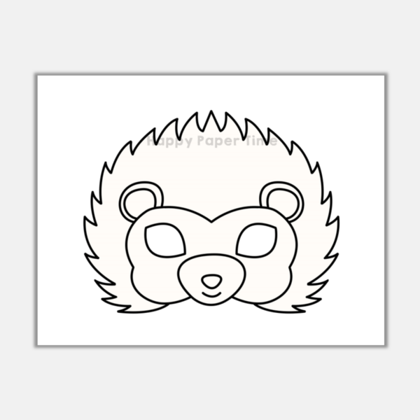 Hedgehog Paper Mask Printable Woodland Forest Animal Coloring Craft ...