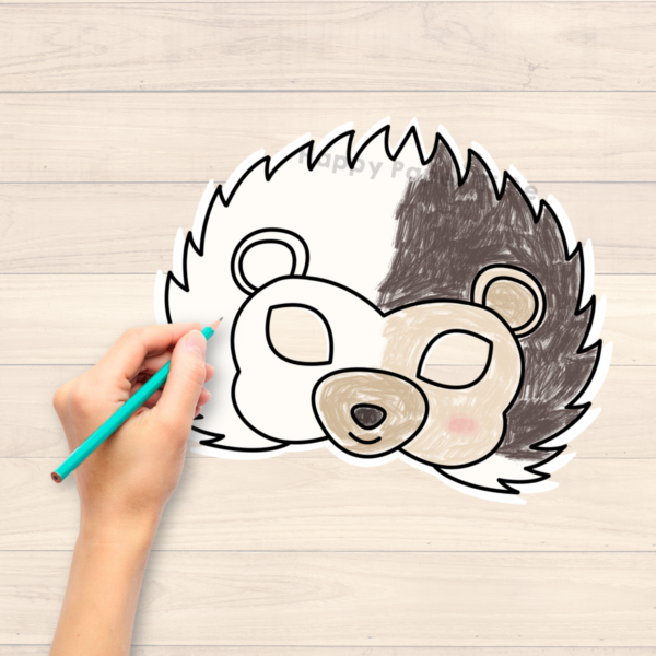 Hedgehog Paper Mask Printable Woodland Forest Animal Coloring Craft ...